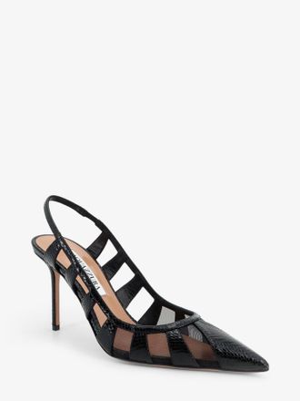 Aquazzura Womens Leather D&eacute;collet&eacute; Black Leather-Mesh Pumps Leather/mesh High Heel Shoes