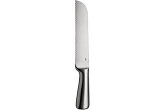 Alessi SG503 Mami Brotmesser, Stahl AISI 420 mattiert, 35 x 3 x 2 cm, Silber