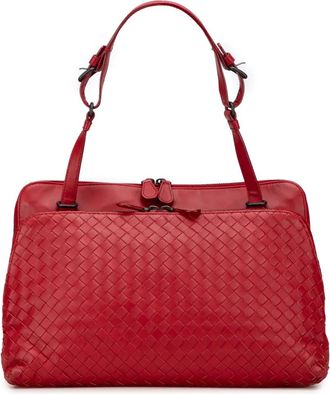 Bottega Veneta sac porté épaule en cuir Nappa Intrecciato (2012-2025) - Rouge