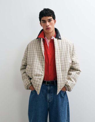 Tommy Jeans Harrington-Jacke mit beigem Karomuster-Neutral