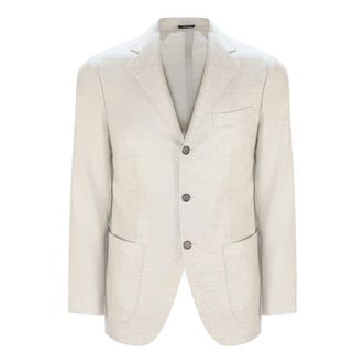 Sartorio Napoli Virgin Wool Herringbone Blazer - - Jackets - Herren - Beige - M