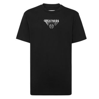 Philipp Plein Homme, Tops, Noir, Taille: 2XL T-Shirt Col Rond Greatness