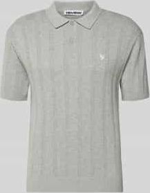 Review Slim Fit Strick-Poloshirt mit Label-Stitching