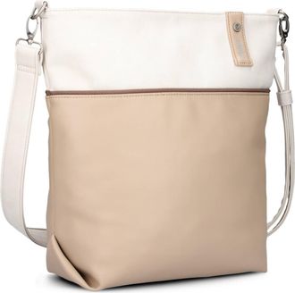zwei Damen Umh&auml;ngetasche Jana J12 Crossbody Bag 9 L Handtasche Bicolor Canvas-Stil passender Kosmetikbeutel extra Schultergurt & Schl&uuml;sselband, Schultertas