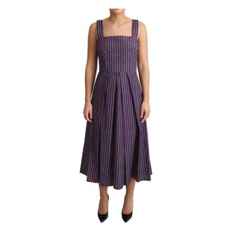 Dolce & Gabbana Femme, Robes, Violet, Taille: 38 FR Robe trap&egrave;ze sans manches
