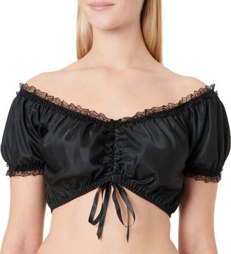 Dirndline Damen schulterfreie Dirndlbluse Bluse, Kurze L?nge, M