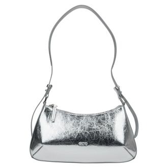 Estro & Luminara Femme, Sacs, Gris, Taille: ONE Size Sac à main argenté en cuir