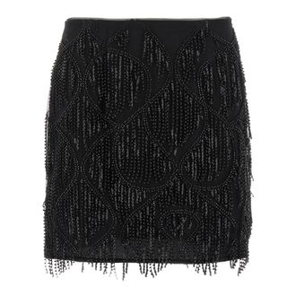 Rotate Beaded Fringed Skirt - - Skirts - Damen - Schwarzk - L
