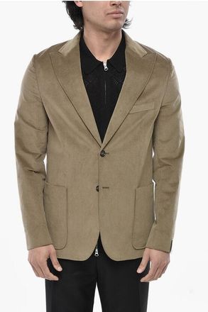 Paolo Pecora Ribbed Velour Blazer With Peaked Lapel size 48