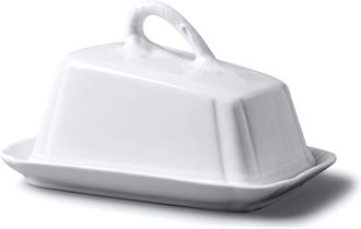 WM Bartleet & Sons 1750 T305 Traditionelle Käseplatte aus Porzellan, 23 cm, mit Deckel, Weiß