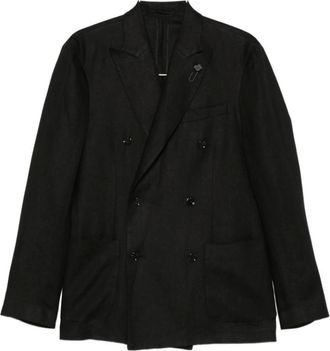Lardini Homme, Vestes, Noir, Taille: XL Veste Blazer Crois&eacute;e en Lin