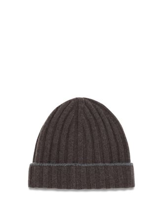 Brunello Cucinelli Mens Beanie Hat Brown Cashmere (capra Hircus)