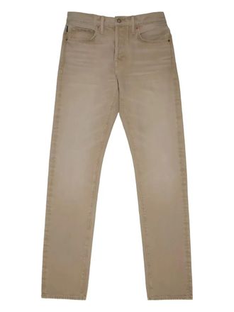 Tom Ford jean &agrave; patch logo - Tons neutres