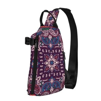 AOOEDM Brusttasche für Männer und Frauen Traditioneller Blumen-Paisley-Bandana-Muster Sling-Schulter-Rucksack Große Kapazität Crossbody mit verstellbarem Sch