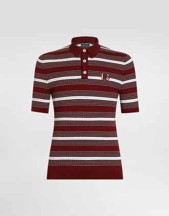 Dolce & Gabbana Poloshirt Aus Gestreiftem Strick - Mann Strickwaren Mehrfarbig 52
