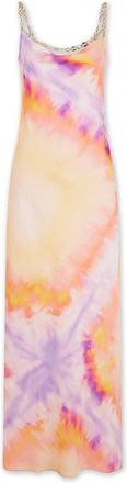 Paco Rabanne Femme, Robes, Multicolore, Taille: 40 FR Robe Longue Tie-dye en Satin Imprim&eacute;