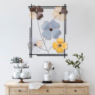 Hanah Home Handmade Decorative Metal Wall Accessory, 50 x 70 x 4 cm | 100% Metal, Unique Hand-Painted Design | Perfect for Home Decor & Art Lovers