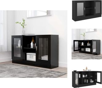 vidaXL Vitrinenschrank Schwarz 120x30,5x70 cm Holzwerkstoff - Vitrinenschrank - Sideboard - Wohnzimmerm&ouml;bel - Regal - Aufbewahrung