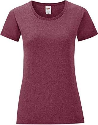 Fruit Of The Loom T-Shirt Manches Courtes Iconic - Femme (2XL) (Bordeaux chiné)