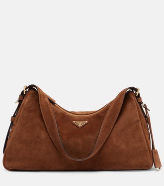 Prada Schultertasche Prada Aim&eacute;e Large aus Veloursleder