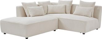 Vente-Unique Ecksofa mit Ottomane Links aus beigem Cord MECODI