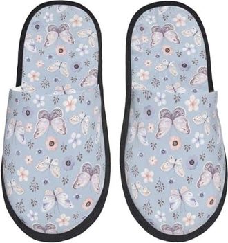 Generic Pantoufles Papillon Bleu Lavables Pantoufles De Maison Unisexe Chausson Hotel Pour Camping Chambre Homme L