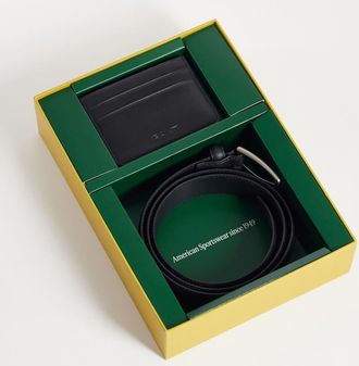 GANT coffret cadeau ceinture en cuir et porte-cartes-Noir
