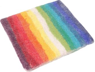Guru Shop Filz Stuhlauflage, Boho Sitzkissen, Handgefertigtes Eckiges Filzkissen 35x35 cm - Rainbow, Wolle
