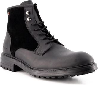Rosso E Nero Herren Schn&uuml;rboots schwarz Veloursleder