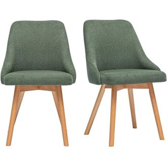 Miliboo Skandinavische St&uuml;hle aus khakigr&uuml;nem Samt-Effekt-Stoff und hellem Holz (2er Set) HASTA
