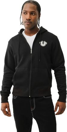 True Religion Herren-Kapuzen-Sweatshirt mit Rei&szlig;verschluss, Schwarz, L