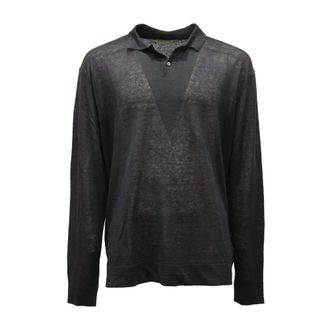 Ballantyne Schwarzes Polo-Hals Leinenhemd - - Knitwear - Herren - Schwarzk - M
