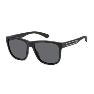 Polaroid unisex, Accessoires, Noir, Taille: 57 MM Monture Carrée Lunettes de Soleil Grises Polarizées
