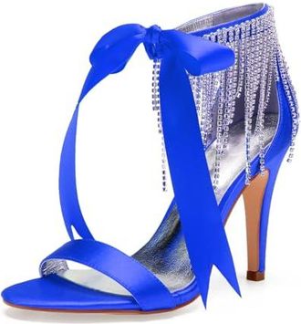 Generic Chaussures De Mariage Sandales &Agrave; Talons Hauts Femmes Mari&eacute;e Sexy Open Toe Stylet Talons Bureau Travail Soir 10.5Cm,Bleu,38 EU