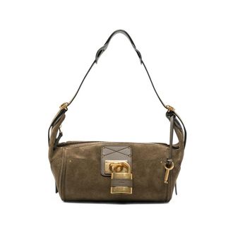 Chlo&eacute; Marcie Grained Leather Shoulder Bag - Beige