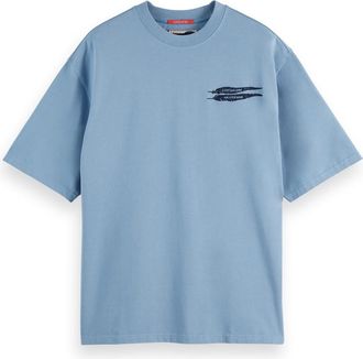 Scotch & Soda Herren Front Left Chest Artwork T-Shirt, Faded Denim 410, XL