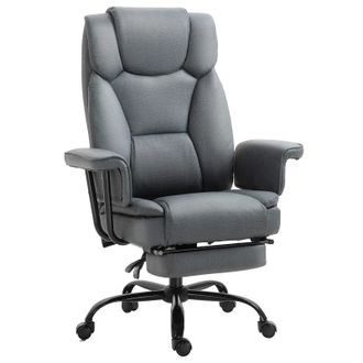 Vinsetto Bürostuhl Ergonomischer Chefsessel 360° Drehbar Computerstuhl höhenverstellbar mit Kopfstütze und gepolsterte Armlehnen mit Fußstütze Kunstleder 68 x 