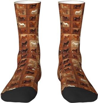 Generic Respirantes Homme Chaussettes Imprimé De Cheval Brun Socquettes De Sport Excellente Chaussettes De Sports Pour Randonnée Courir Cyclisme 40Cm