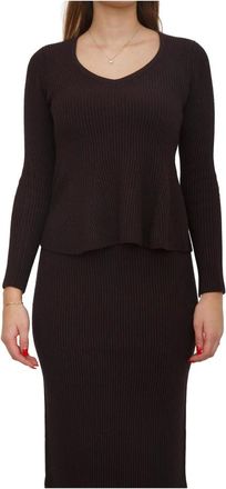 Twinset Femme, Pulls, Brun, Taille: 36 FR Pull ajust&eacute; en maille c&ocirc;tel&eacute;e