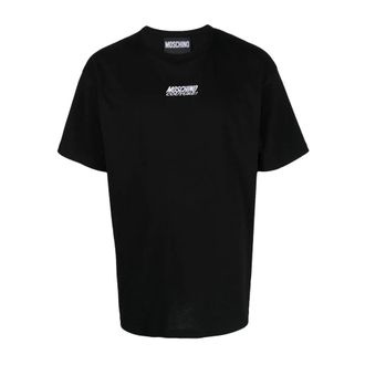 Moschino Besticktes Baumwoll-T-Shirt mit Logodetail - - Tops - Herren - Schwarzk - M