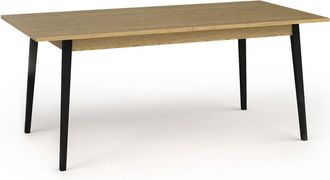 Konsimo Vidis Esstisch ausziehbar 160-200 cm inkl. Tischplatte Helle Eiche/Schwarz Esszimmertisch Vintage Landhaus - 200x90x75 cm - Tisch K&uuml;chentisch Speiseti