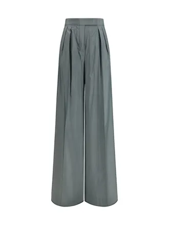 Max Mara Womens Pants Virgin Wool Dark Green Fleece (ovis Aries) Trousers