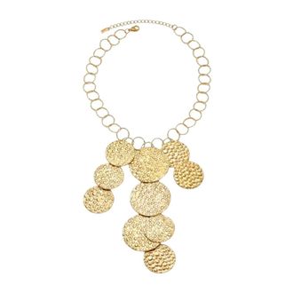 Dansk Copenhagen Vilja Waterproof 18K Gold Plated Short Statement Necklace - Hammered/Polished Stainless Steel - Femme - Accessoires - Jaune - Taille: ONE Size