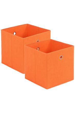 CARRYHOME Faltbox, Orange, Silber, Metall, Textil, Karton, 32x32x32 cm, faltbar, Ordnen & Aufbewahren, Aufbewahrungsboxen, Faltboxen
