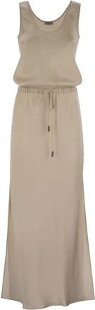 Brunello Cucinelli Femme, Robes, Beige, Taille: 40 FR Robe Cady Satin Fluide