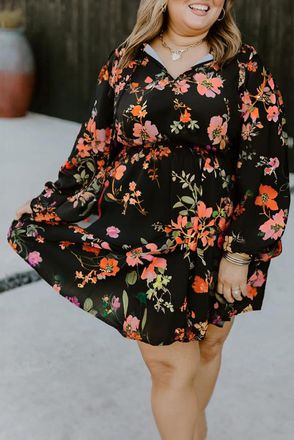 Azura Exchange Blumenmuster Langarmkleid