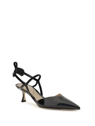 Fendi Womens Patent Leather Colibr&igrave; Slingback Pumps Nero Sandal