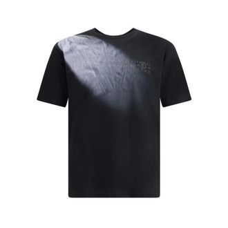 Maison Margiela Homme, Tops, Noir, Taille: XL T-shirt en Coton avec Logo Imprimé