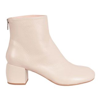 AGL Leder-Stiefelette mit skulpturalem Absatz - - Shoes - Damen - Beige - 37 EU