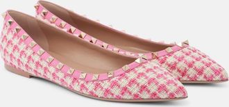 Valentino Garavani Ballerines Rockstud en tweed